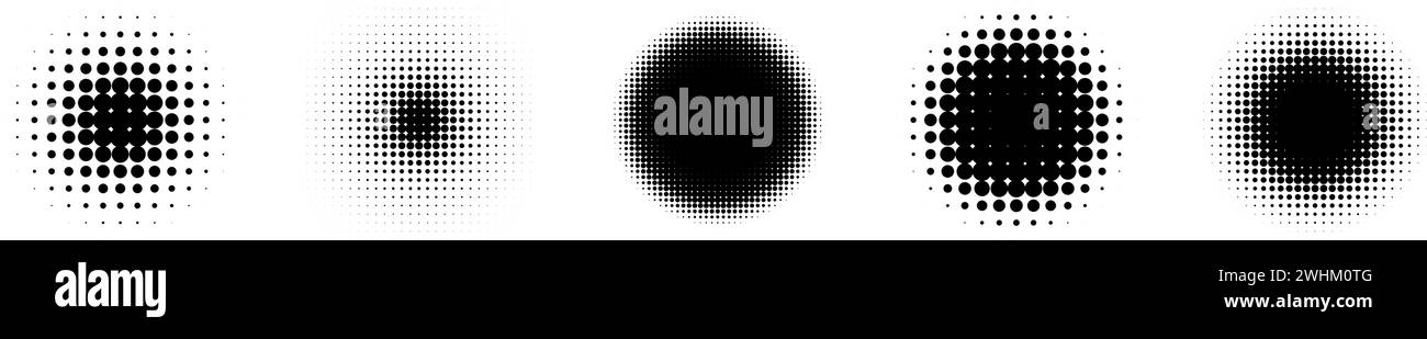 Circle halftones isolated. abstract dotted circles, round halftones ...