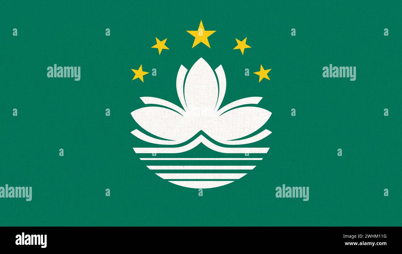 Flag of Macau - 3D illustration. Flag - Fabric Texture. National symbol ...