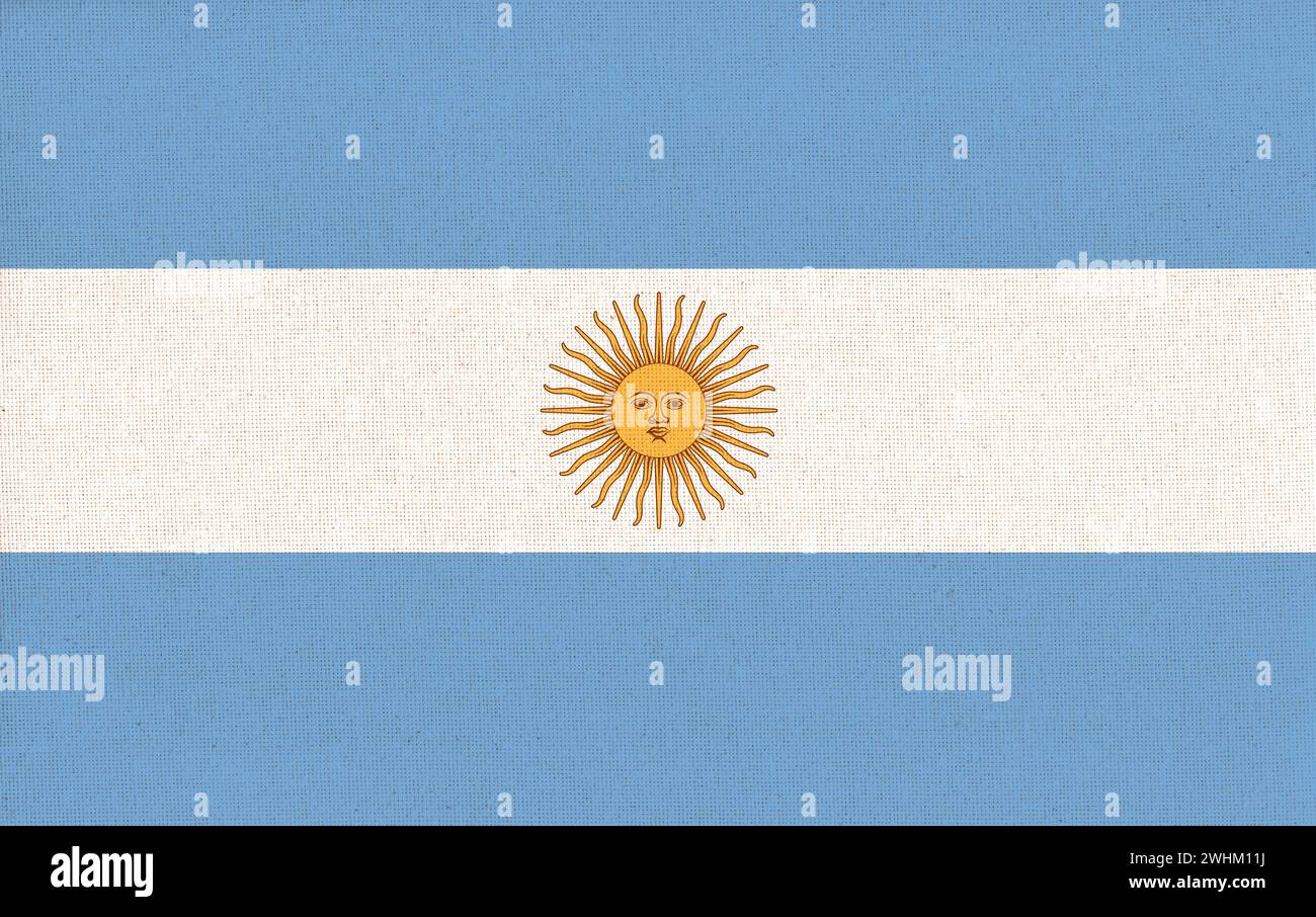 Flag of Argentina on fabric surface. Argentina national flag on ...