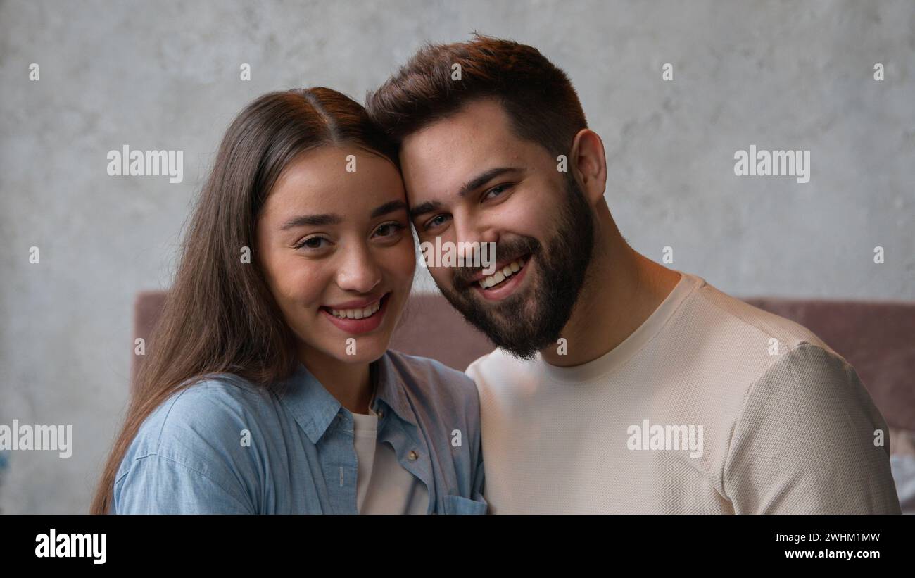 Happy couple in love portrait of Caucasian family married wife and ...
