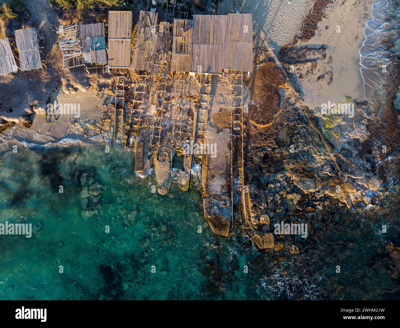 Ca MarÃ­ boathouse huts Stock Photo - Alamy