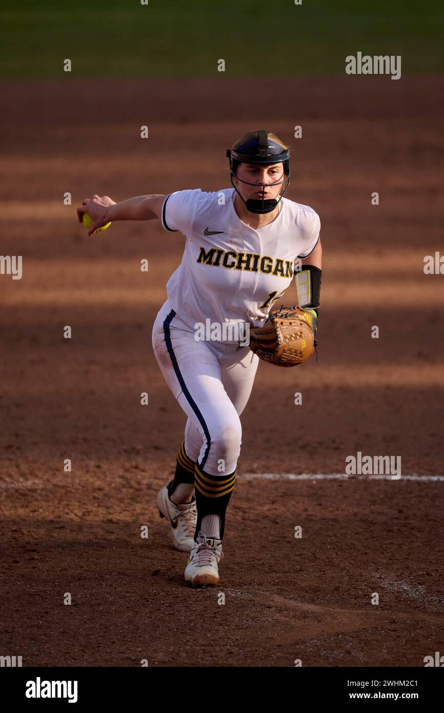 Michigan Wolverines pitcher Jessica LeBeau (12) during an NCAA softball ...