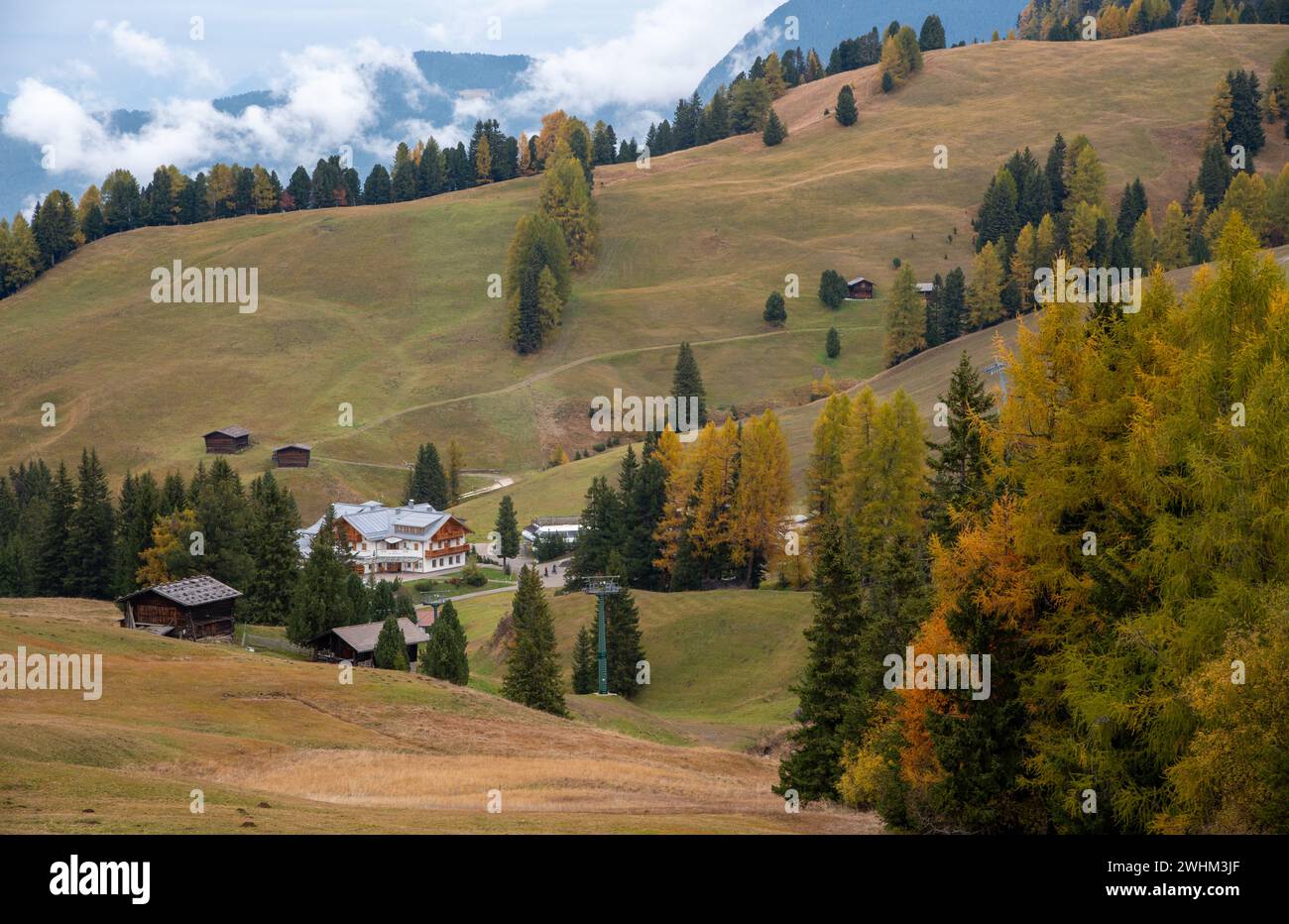 Wooden travel cabin tourist houses outdoor in the hill in autumn Stock ...
