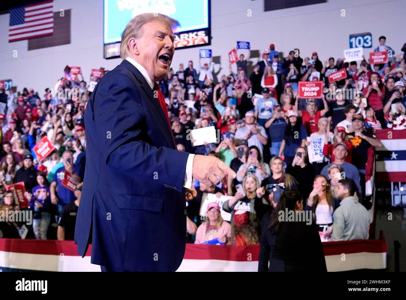 Republican presidential candidate former President Donald Trump walks ...
