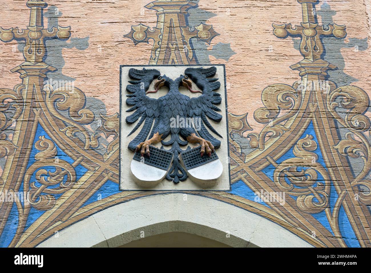 Coat of arms on the faÃ§ade of the town hall Ulm, Germany Stock Photo ...