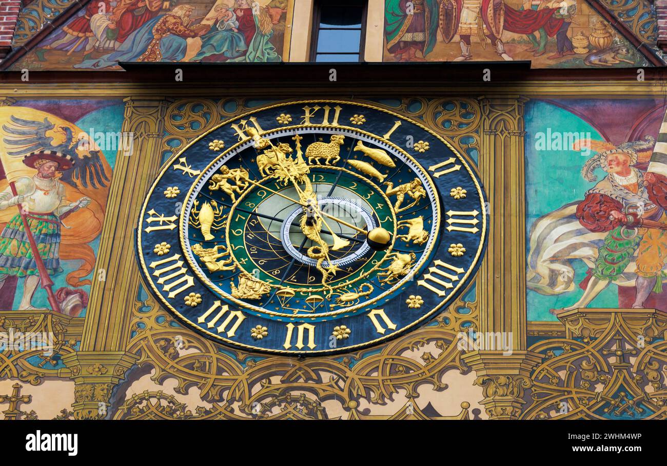 Monument Ulm Town Hall, astronomical clock, details, Germany Stock ...
