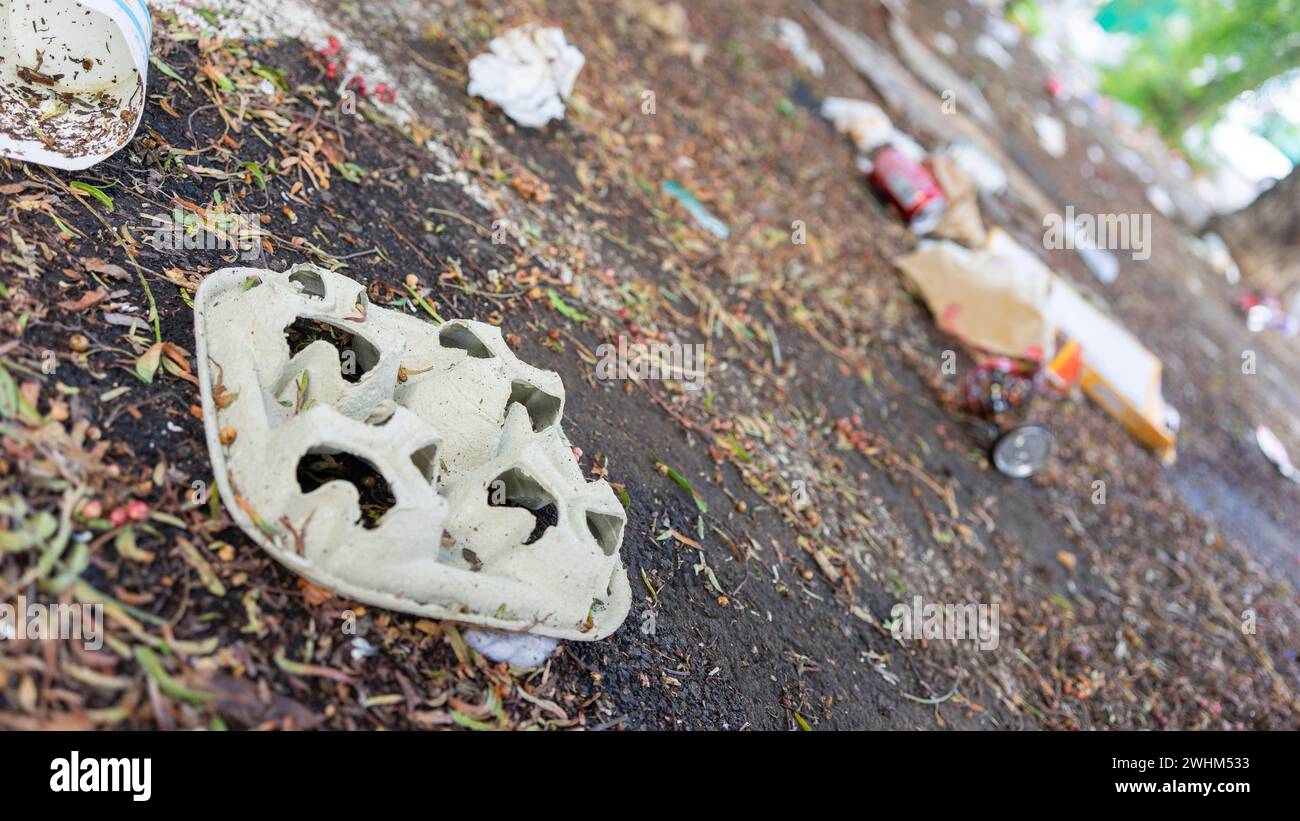 Discarded Trash Littering a Pathway, Highlighting Environmental Neglect ...