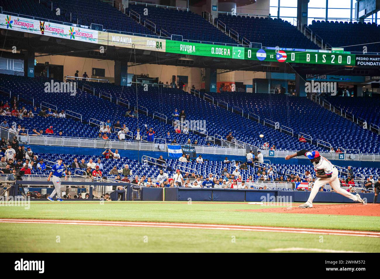 MIAMI, FLORIDA - FEBRUARY 1: during a game between Nicaragua and Puerto ...