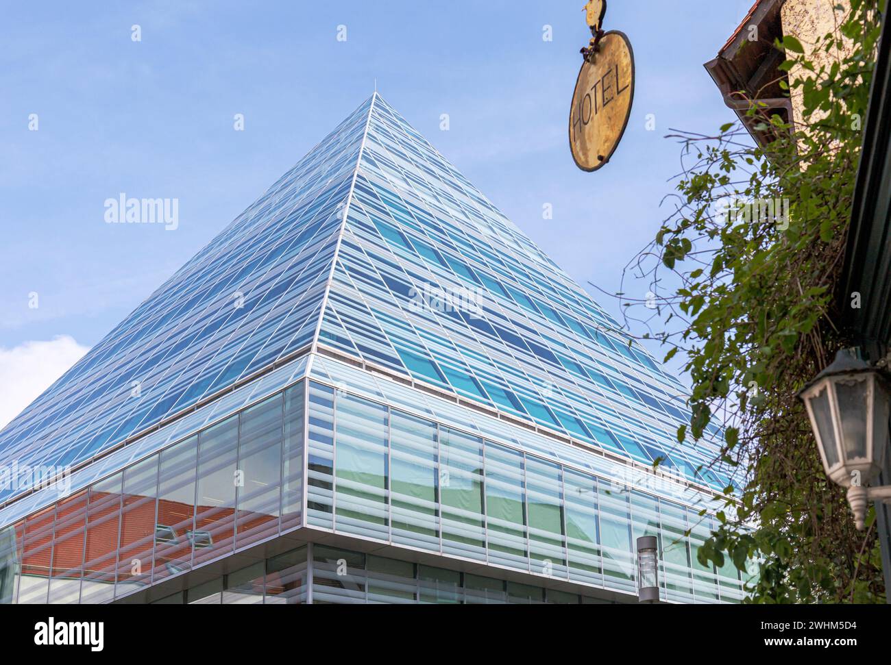 Ulm Central Library, Glass Pyramid, architecture photo Stock Photo - Alamy
