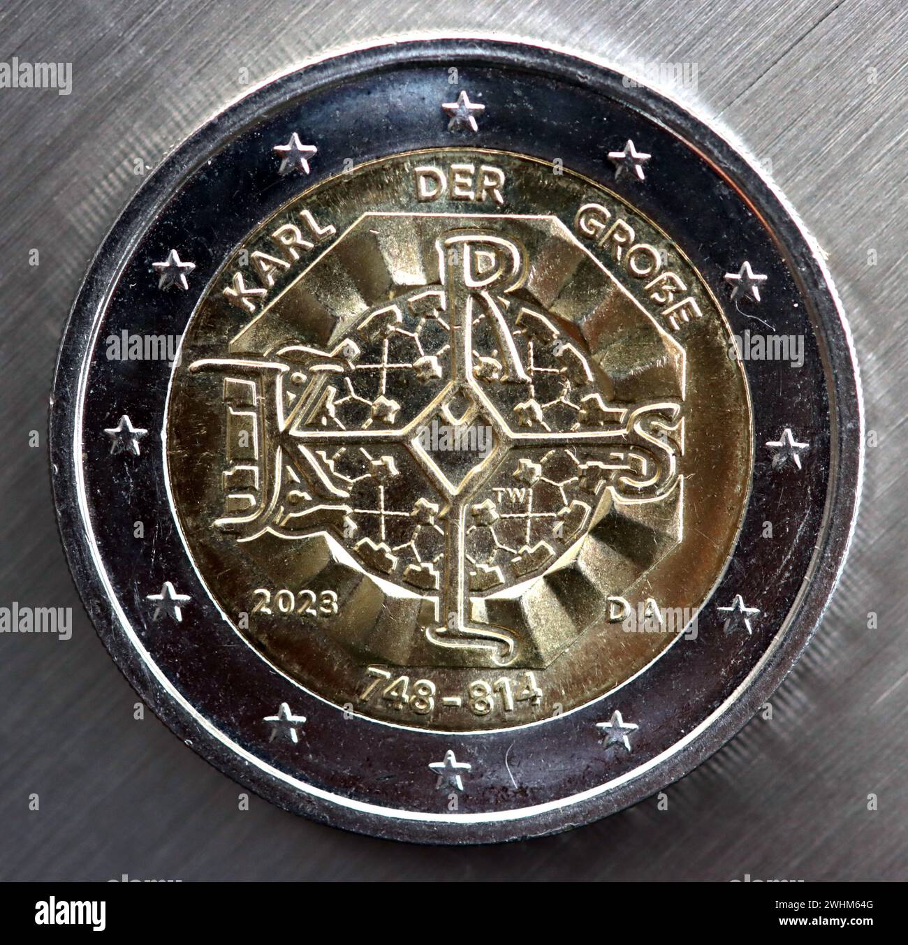 2-euro commemorative coin 1275th birthday of Charlemagne Stock Photo ...