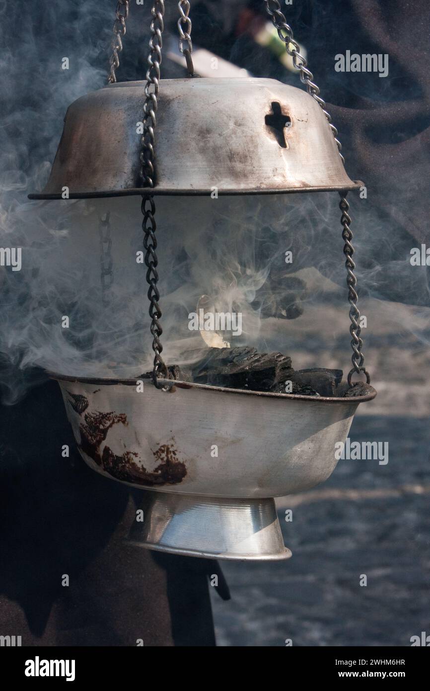 Antigua, Guatemala. Holy Saturday. An Incense Burner in the Procession ...