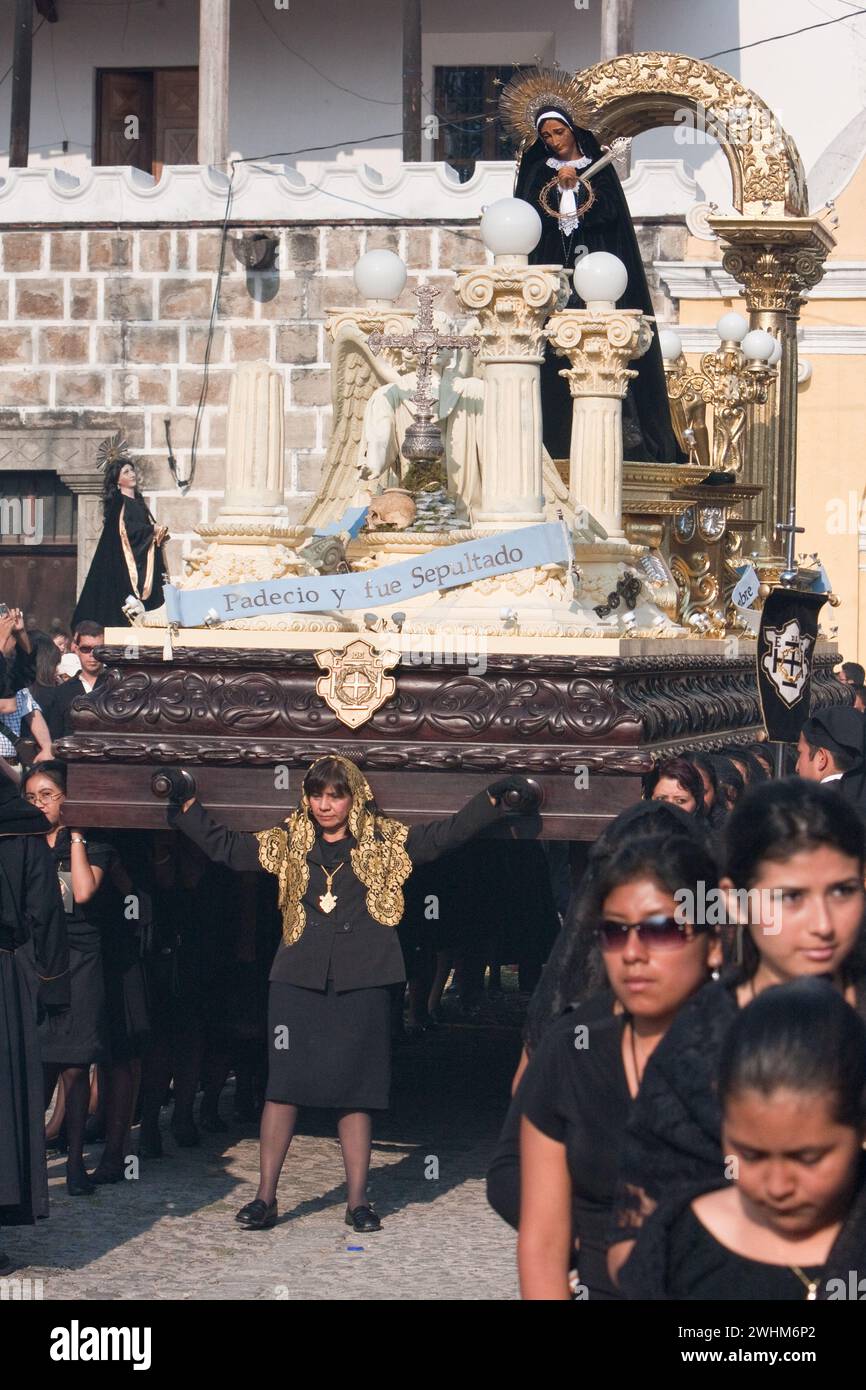 Antigua, Guatemala. Holy Saturday. Women Carrying a Float (Anda) in the ...