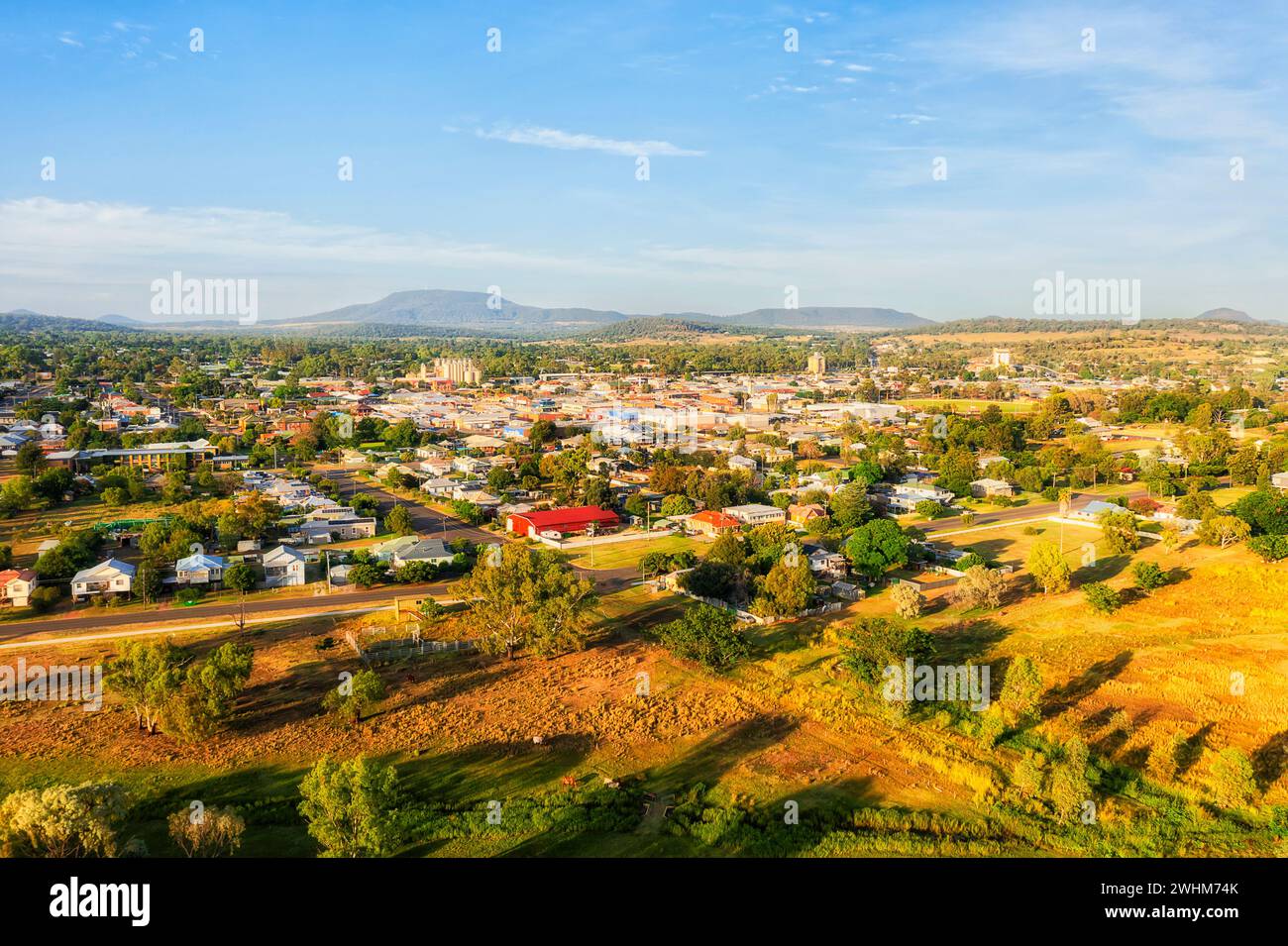 Downtown of Gunnedah rural regional town on Namoi river in New England ...