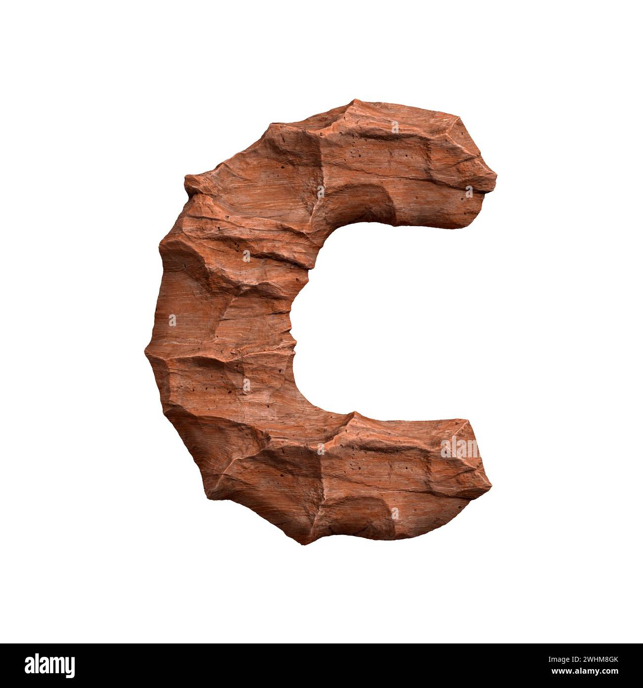 Desert sandstone letter C - large 3d red rock font isolated on white ...