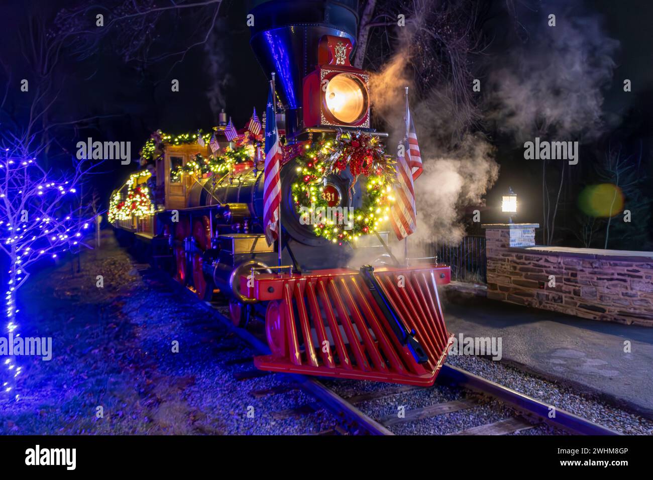 Close View of an Antique 1860's Steam Engine Steamed Up, all Decorated ...
