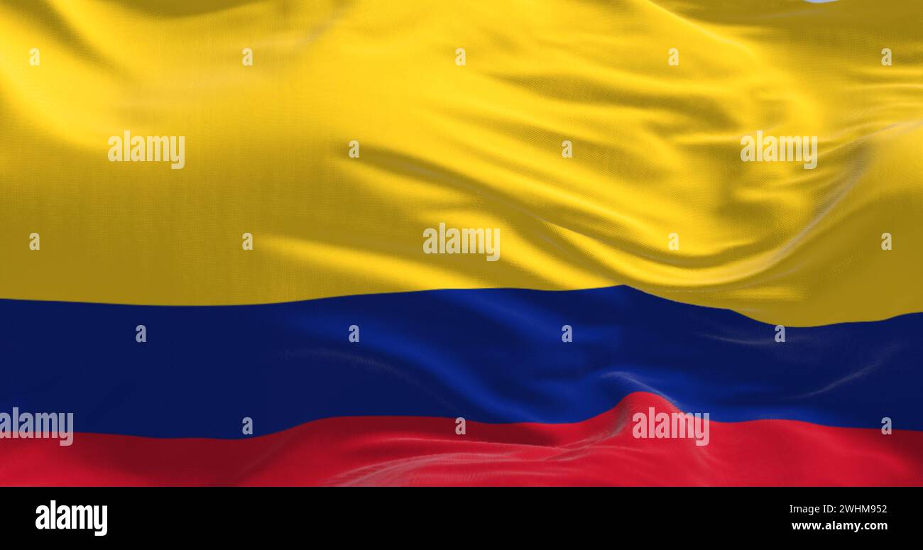 Close-up of Colombia national flag waving in the wind. Horizontal ...