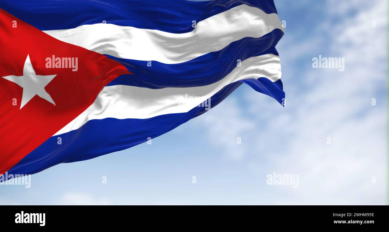 Cuba national flag waving in the wind on a clear day Stock Photo - Alamy