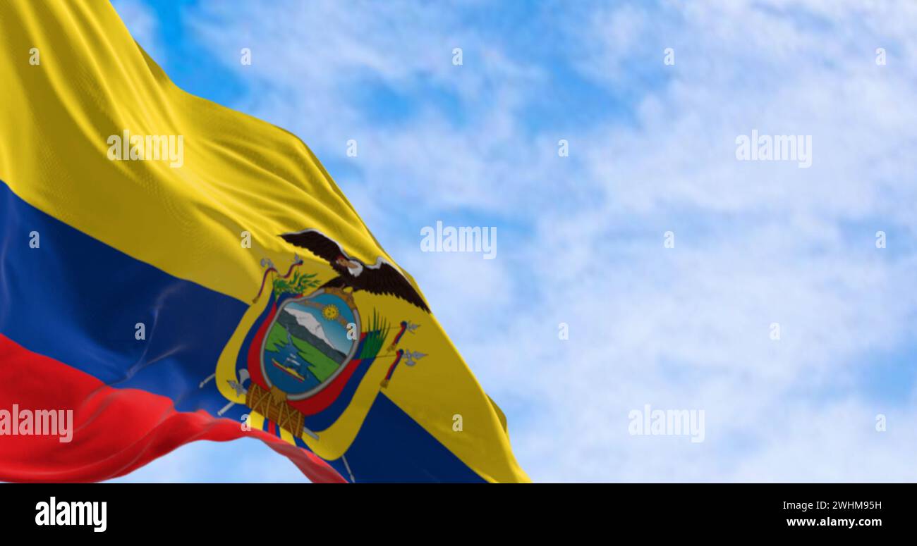 Ecuador national flag waving in the wind on a clear day Stock Photo - Alamy