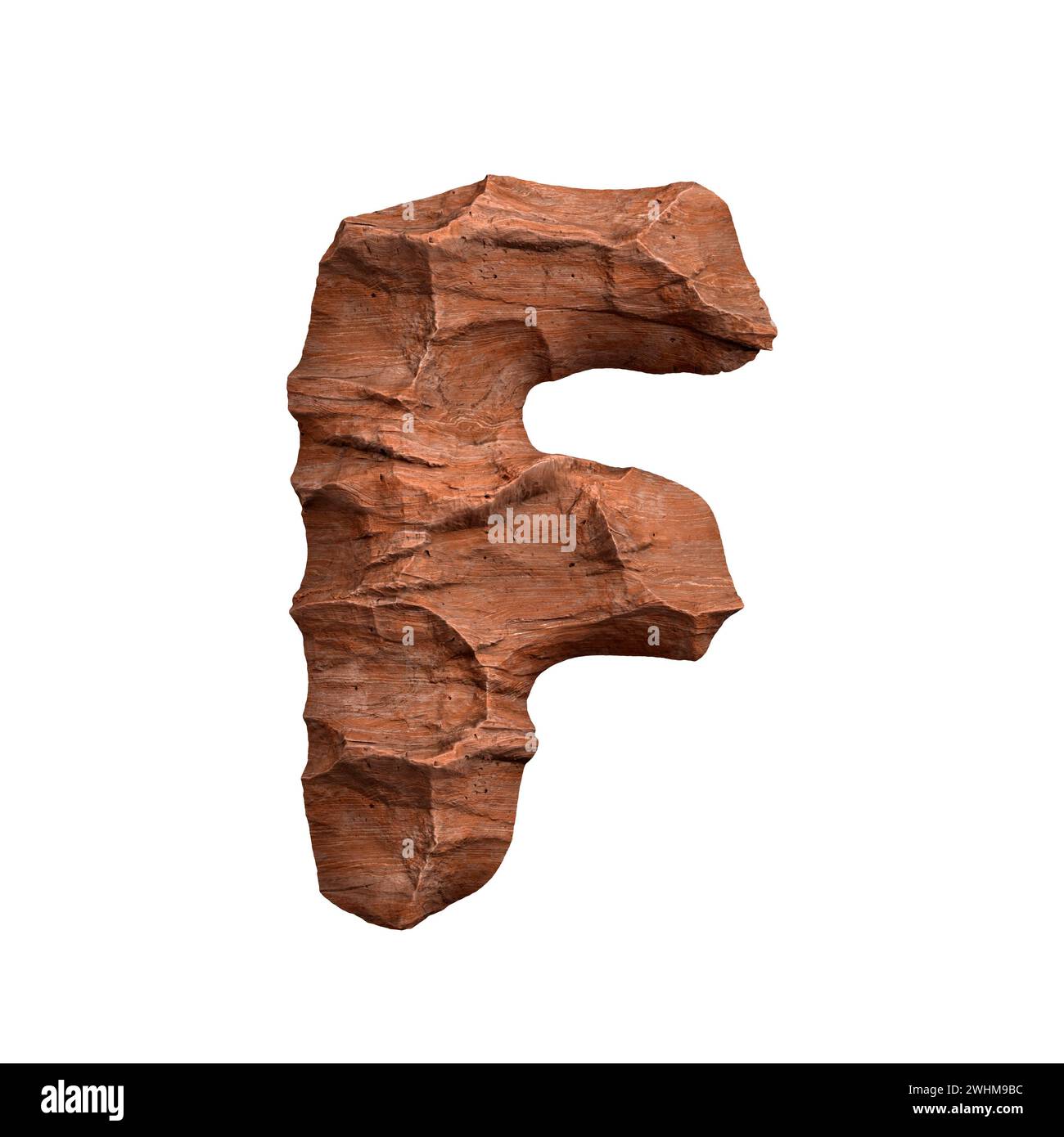 Desert sandstone letter F - Capital 3d red rock font isolated on white ...