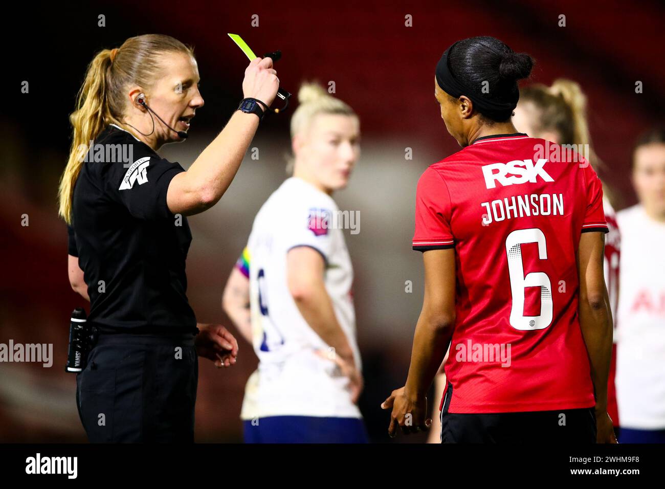 February 10, 2024: Referee Lisa Benn awards Melissa Johnson (6 Charlton ...