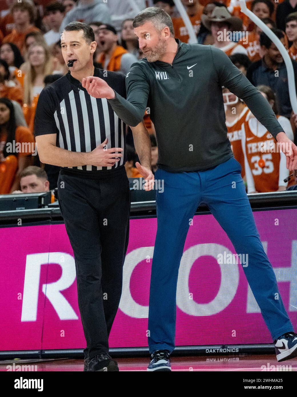 Texas, USA. 10th Feb, 2024. Head coach Josh Eilert of the West Virginia ...