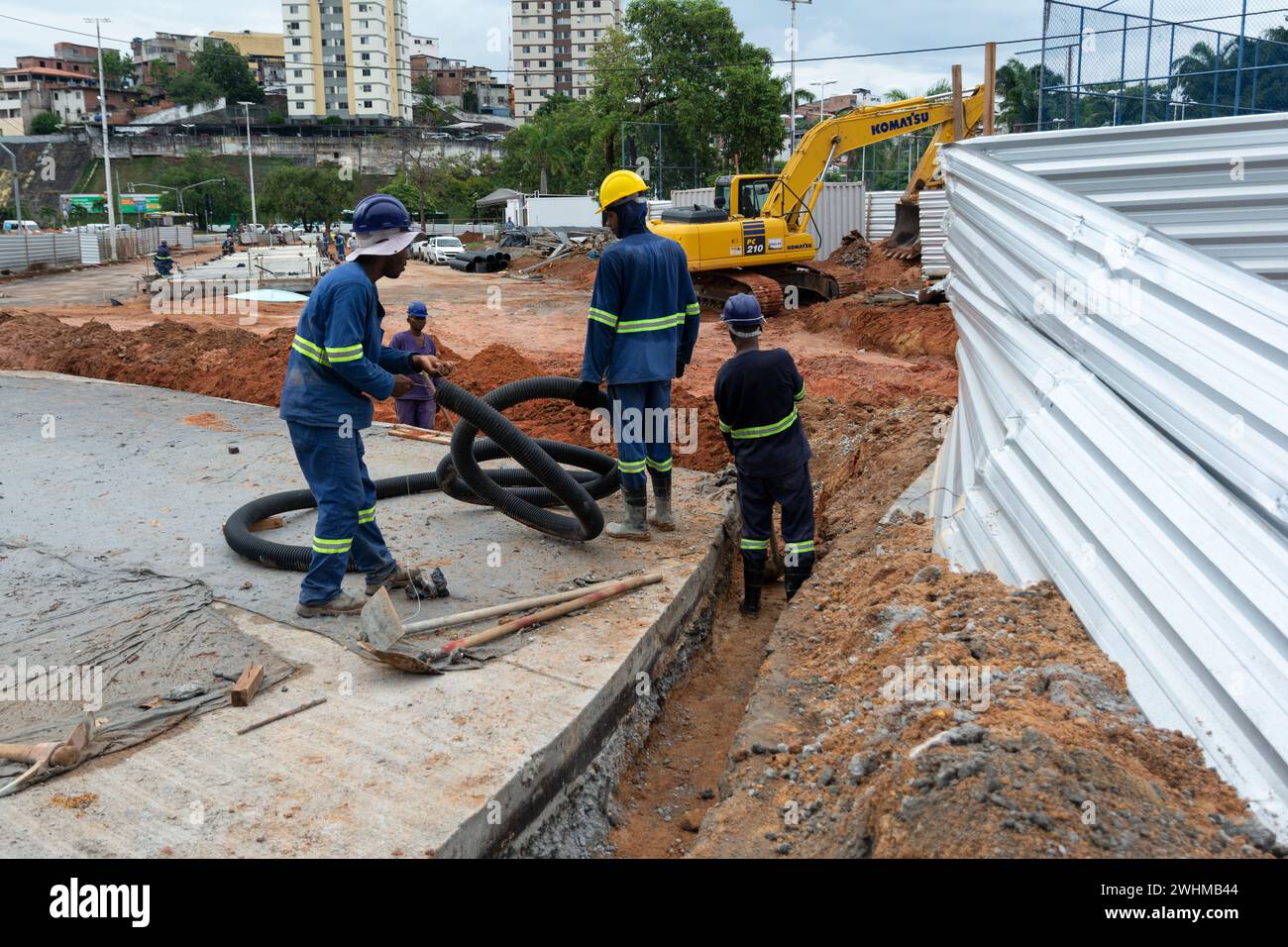 Salvador, Bahia, Brazil - January 25, 2024: Construction workers are ...
