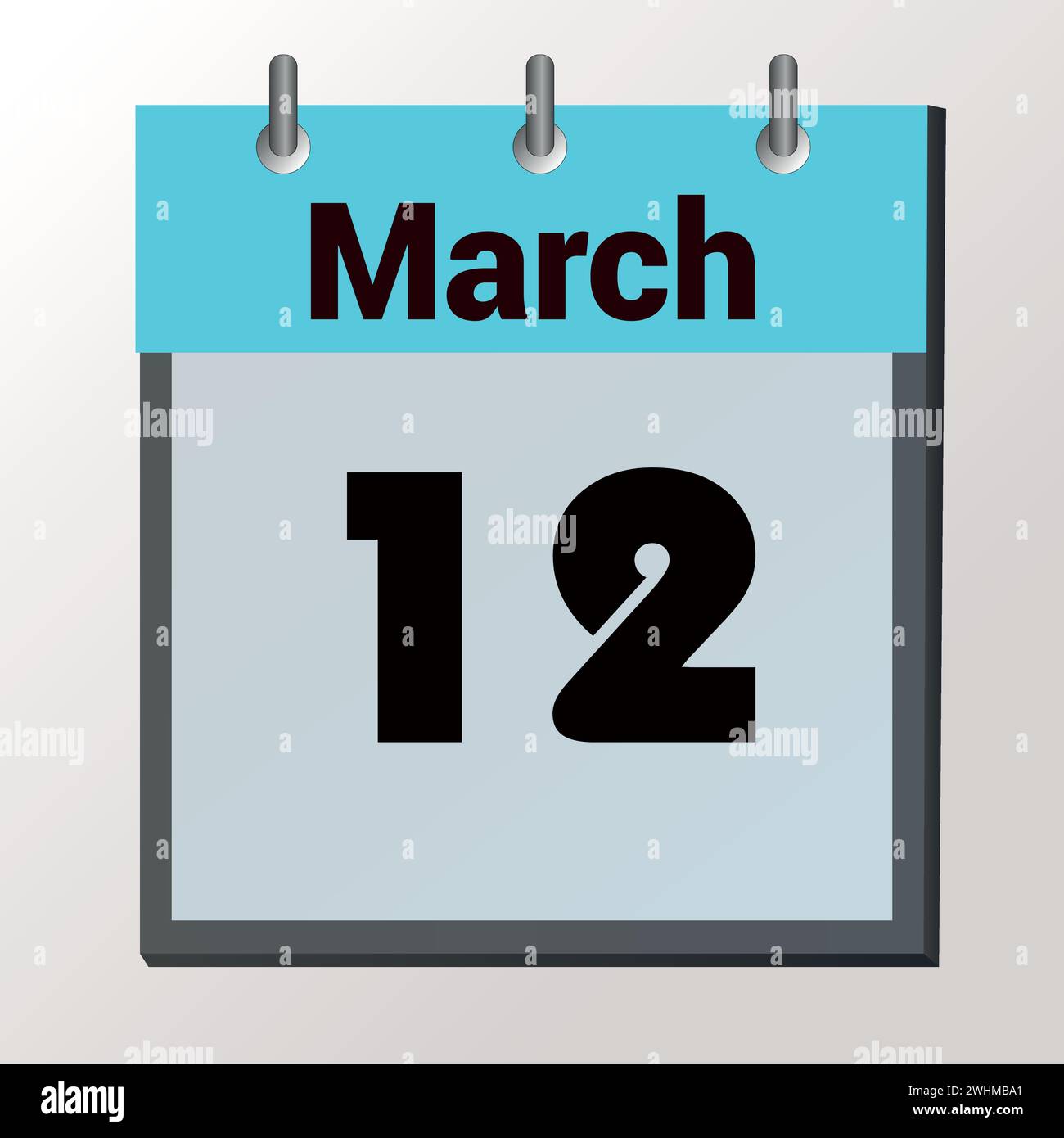 vector calendar page with date March 12, light colors Stock Vector ...