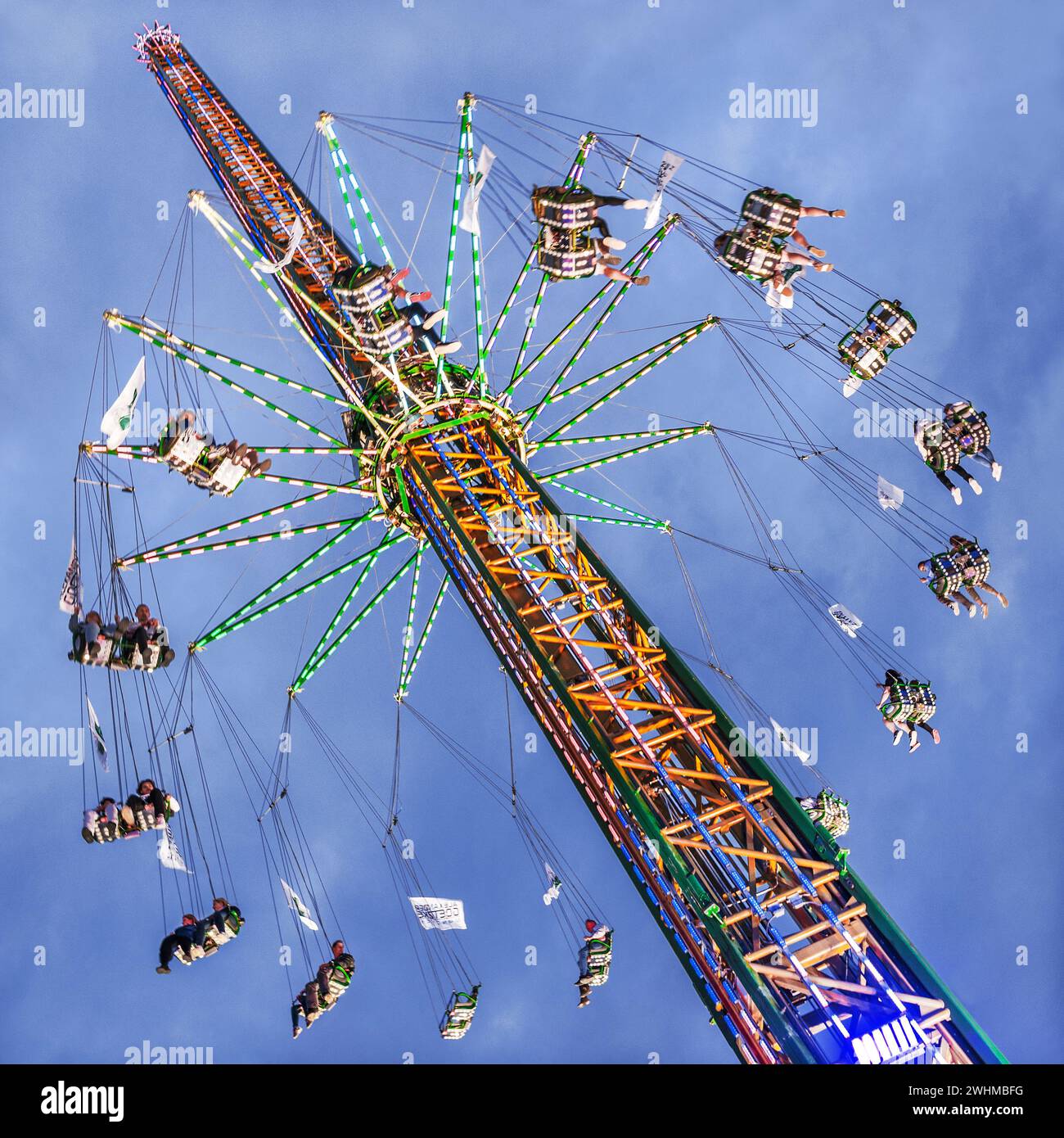 Folk festival in the town of Hof - In the air with the carousel Stock Photo - Alamy