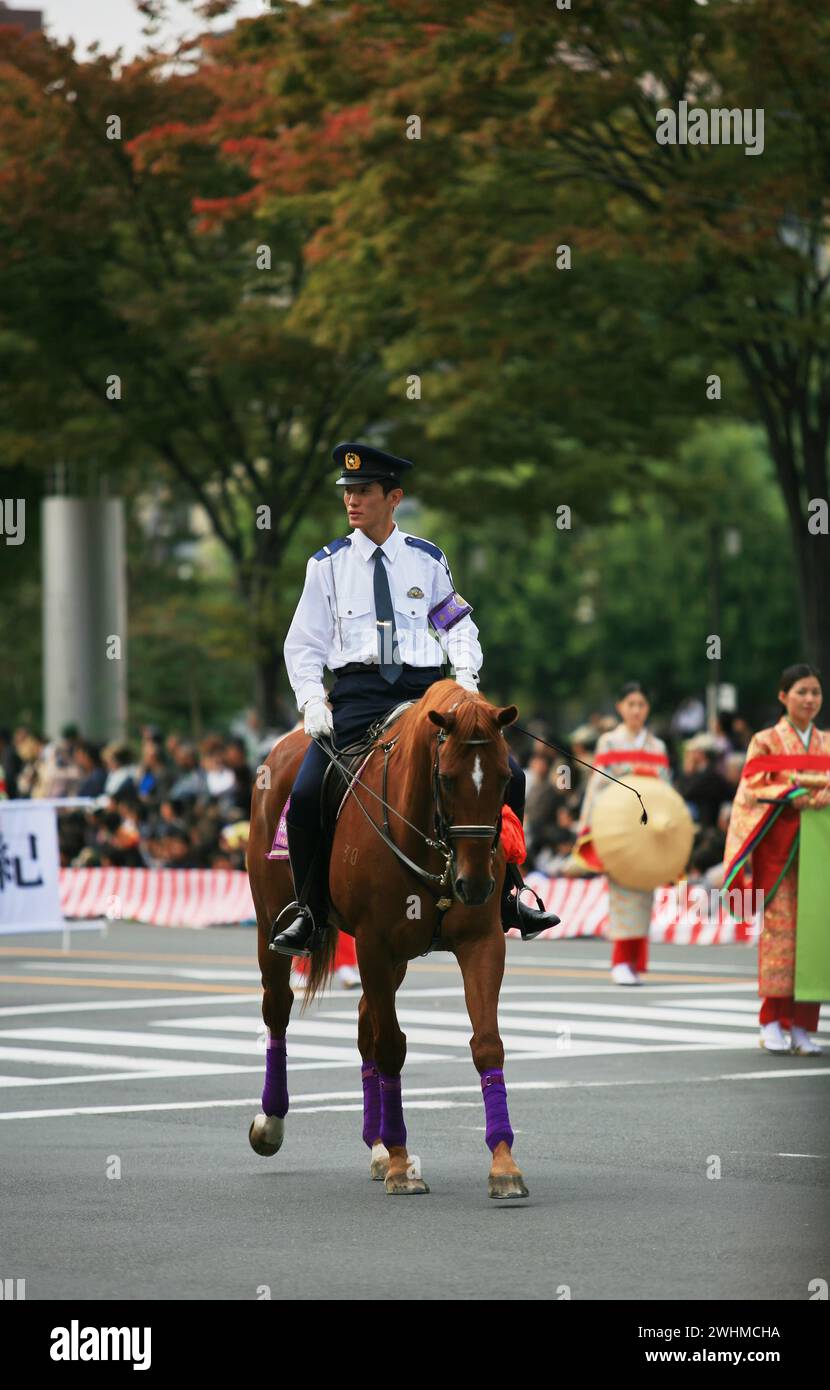 Mounted police keep order at Jidai Festival. Kyoto. Japan Stock Photo ...