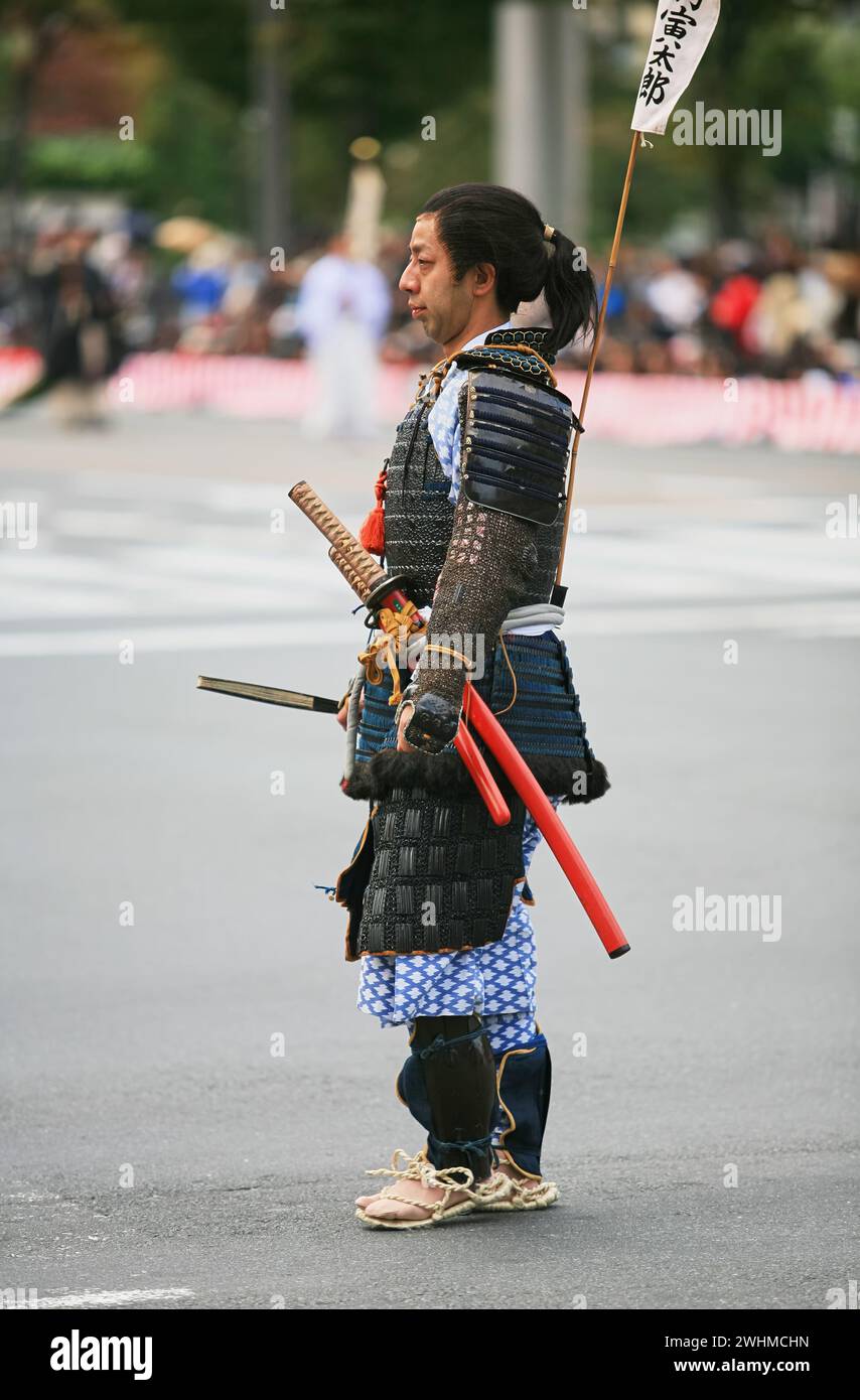 Actor representing masterless samurai Yoshimura Torataro at the Jidai Festival. Kyoto. Japan ...
