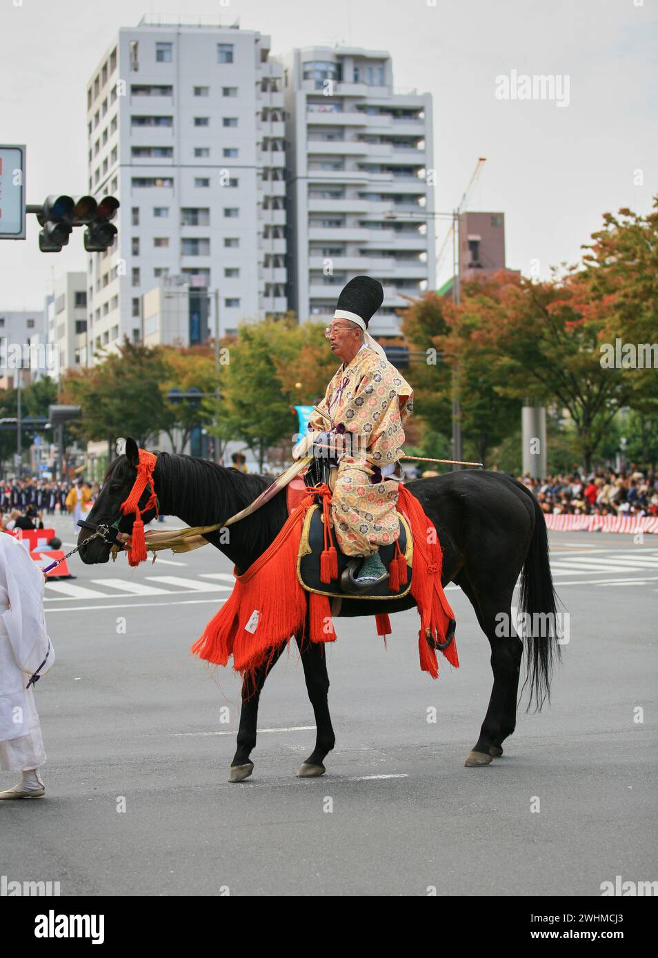 Traveling noblemen riding a horse at Jidai Festival. Kyoto. Japan Stock ...