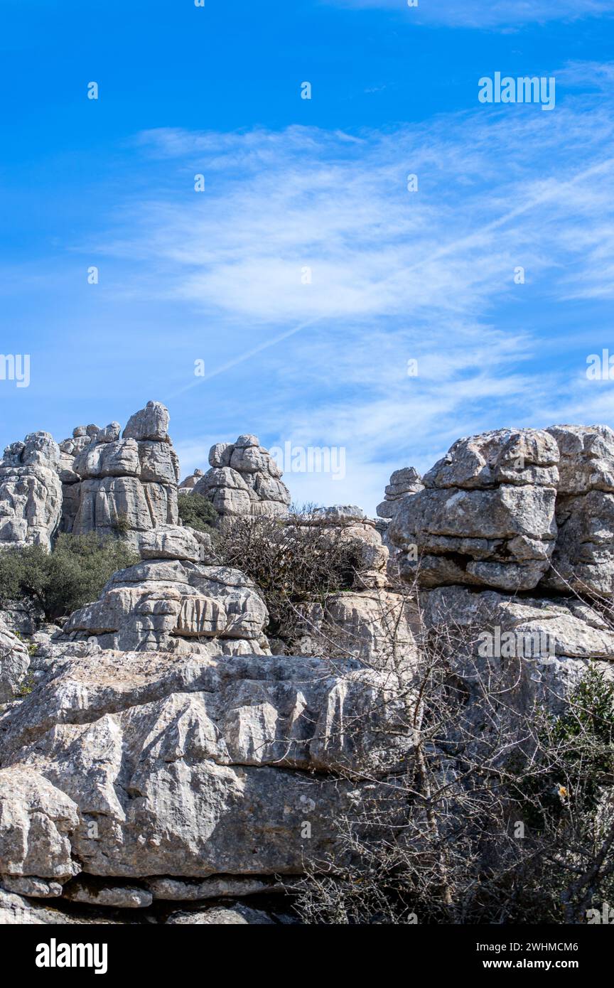 Hiking the Torcal de Antequerra National Park, limestone rock ...