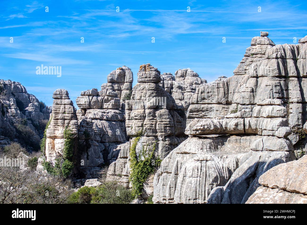Hiking the Torcal de Antequerra National Park, limestone rock ...