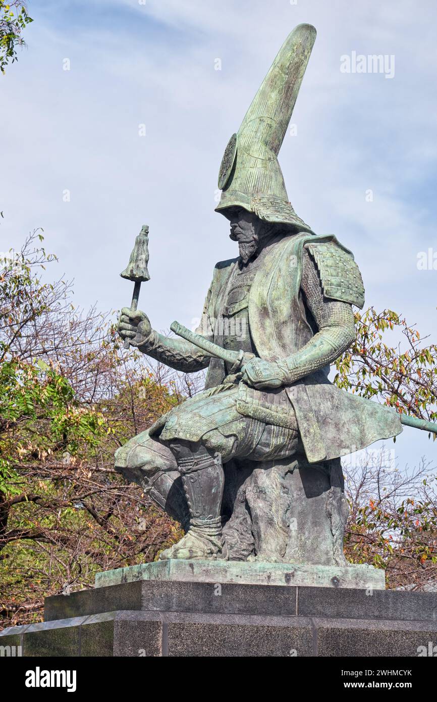Nagoya, Japan – October 20, 2019: A statue of Kato Kiyomasa, a Japanese daimyo of Edo periods ...