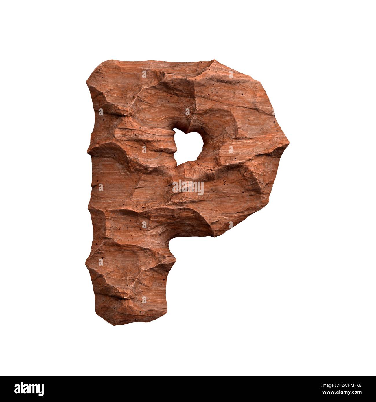 Desert sandstone letter P - Upper-case 3d red rock font - suitable for ...