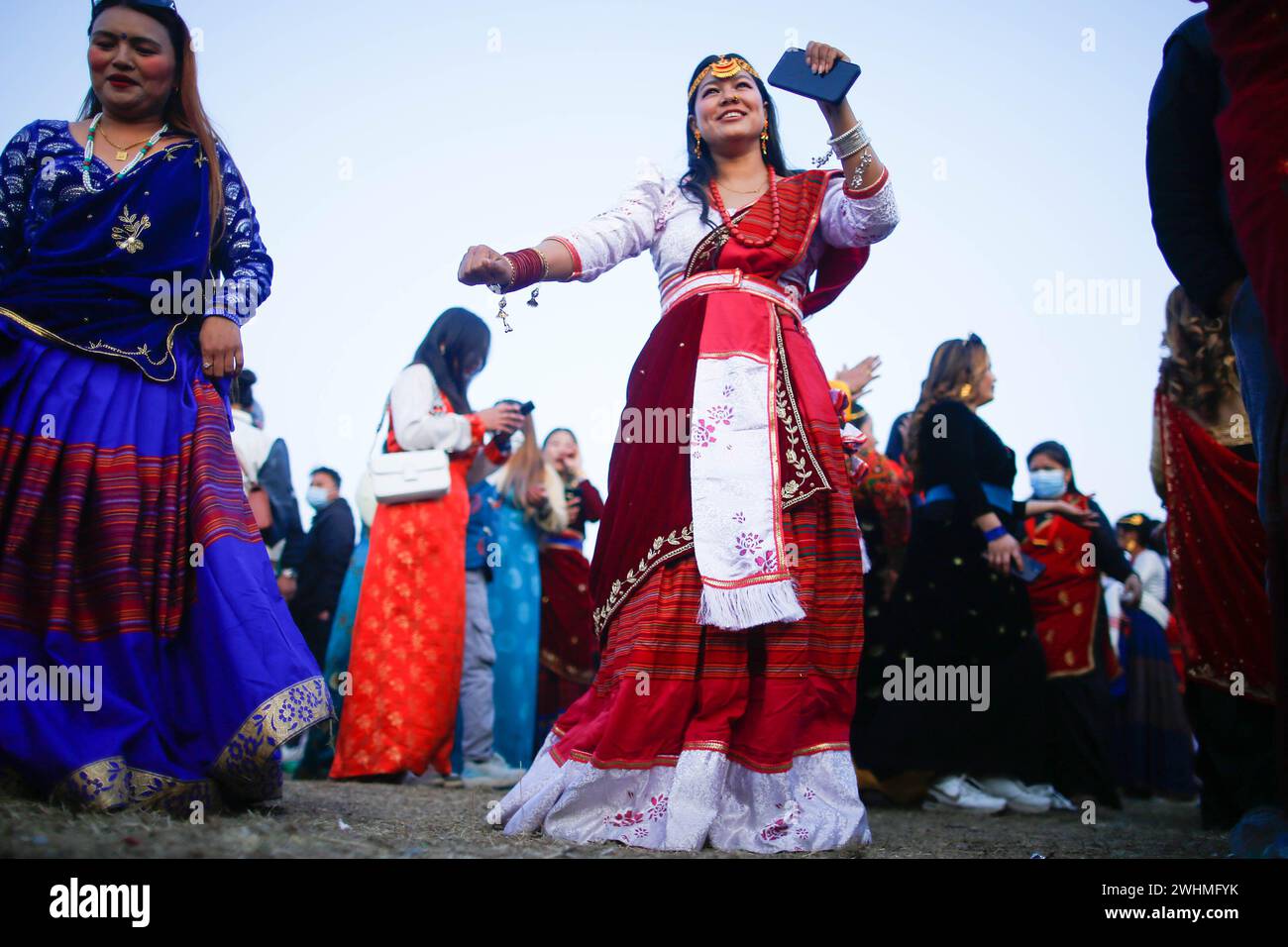 Kathmandu, Nepal. 10th Feb, 2024. Women from the Tamang community dance ...