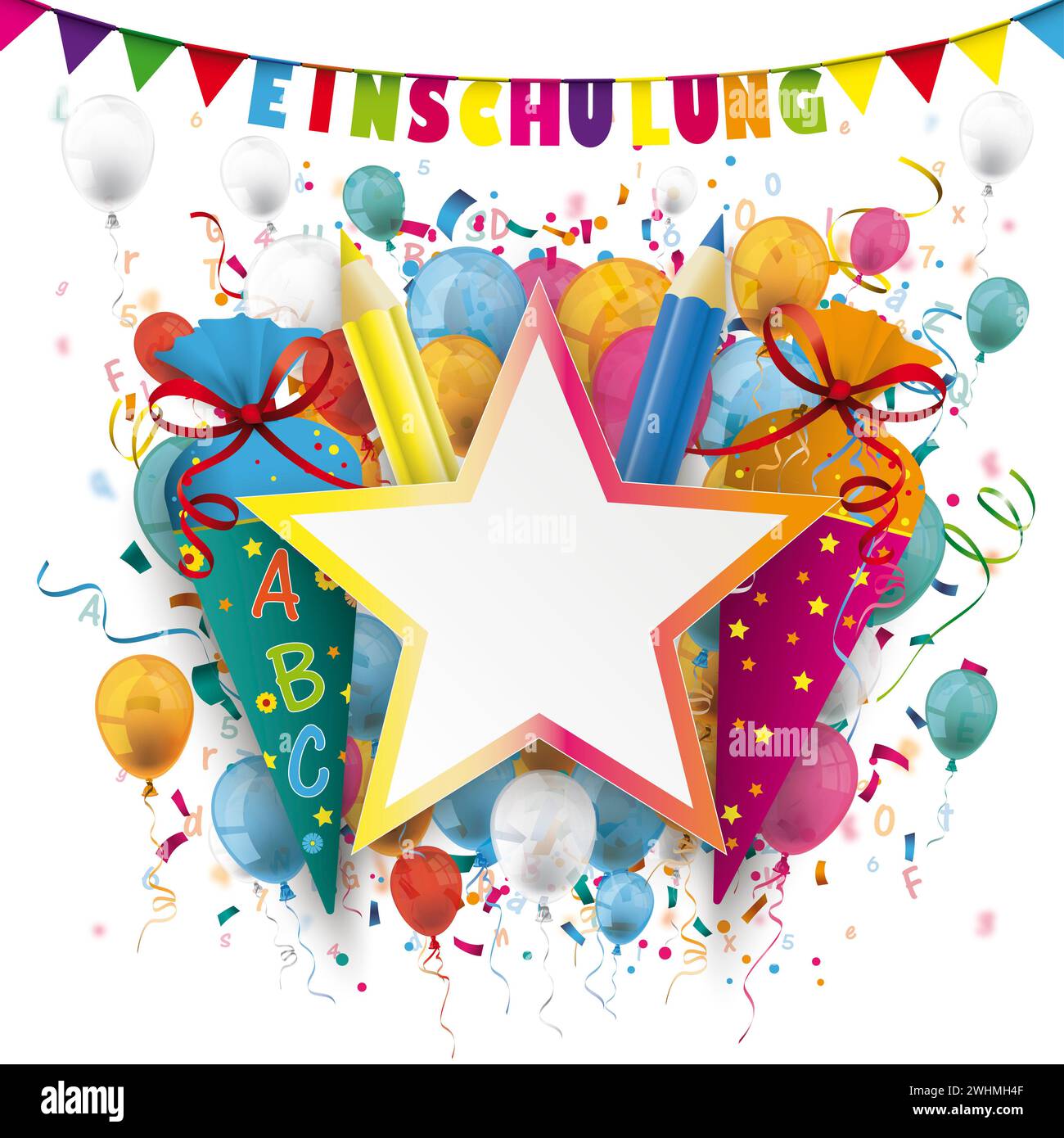 German text Einschulung, translate Enrollment Eps 10 vector file Stock ...