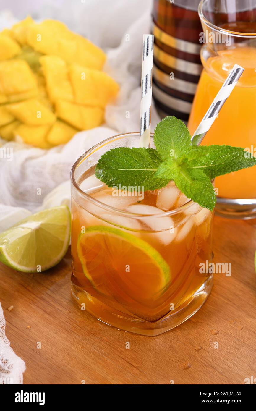 Tropical lemonade with mango hi-res stock photography and images - Alamy