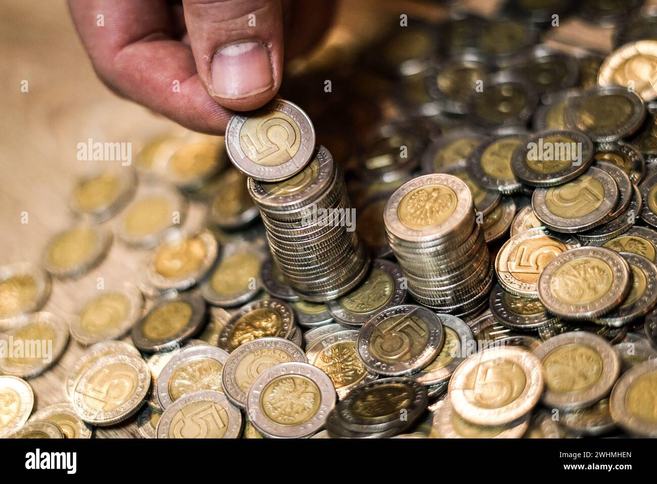Polish coins. Polish money. Polish currency Stock Photo - Alamy