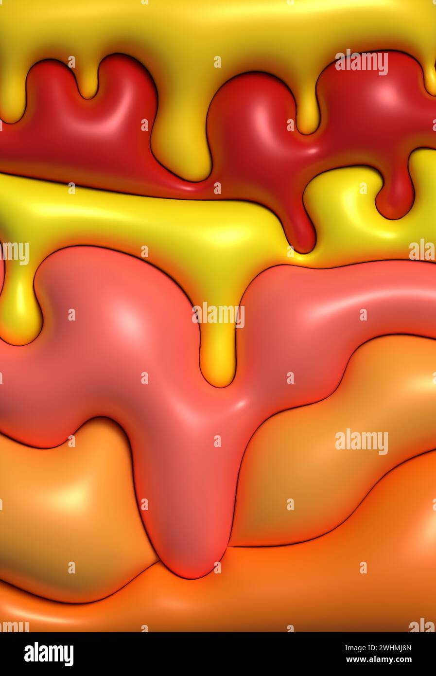 Abstract orange background with curved lines, 3D rendering illustration ...