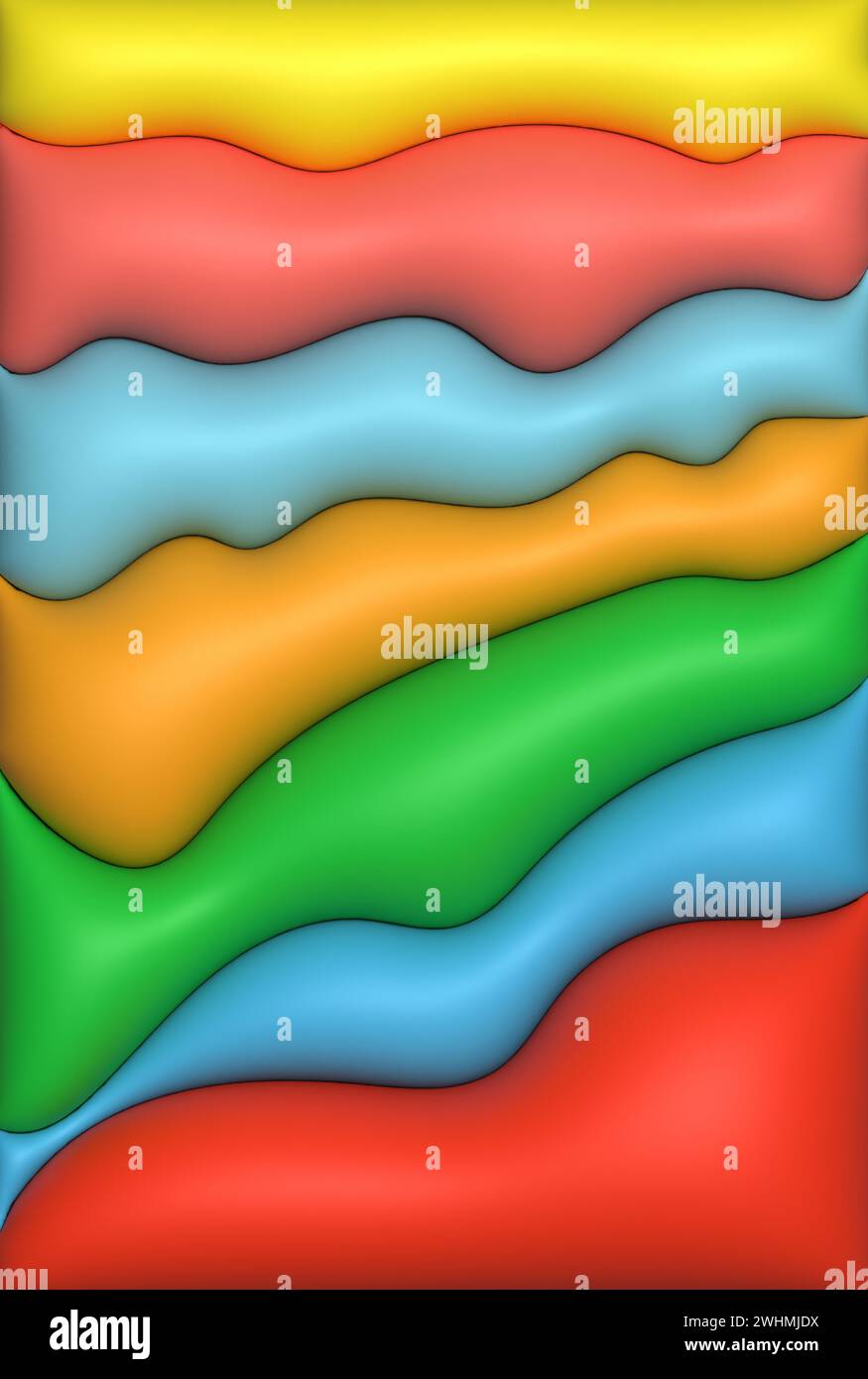 Abstract background with curved lines, 3D rendering illustration ...