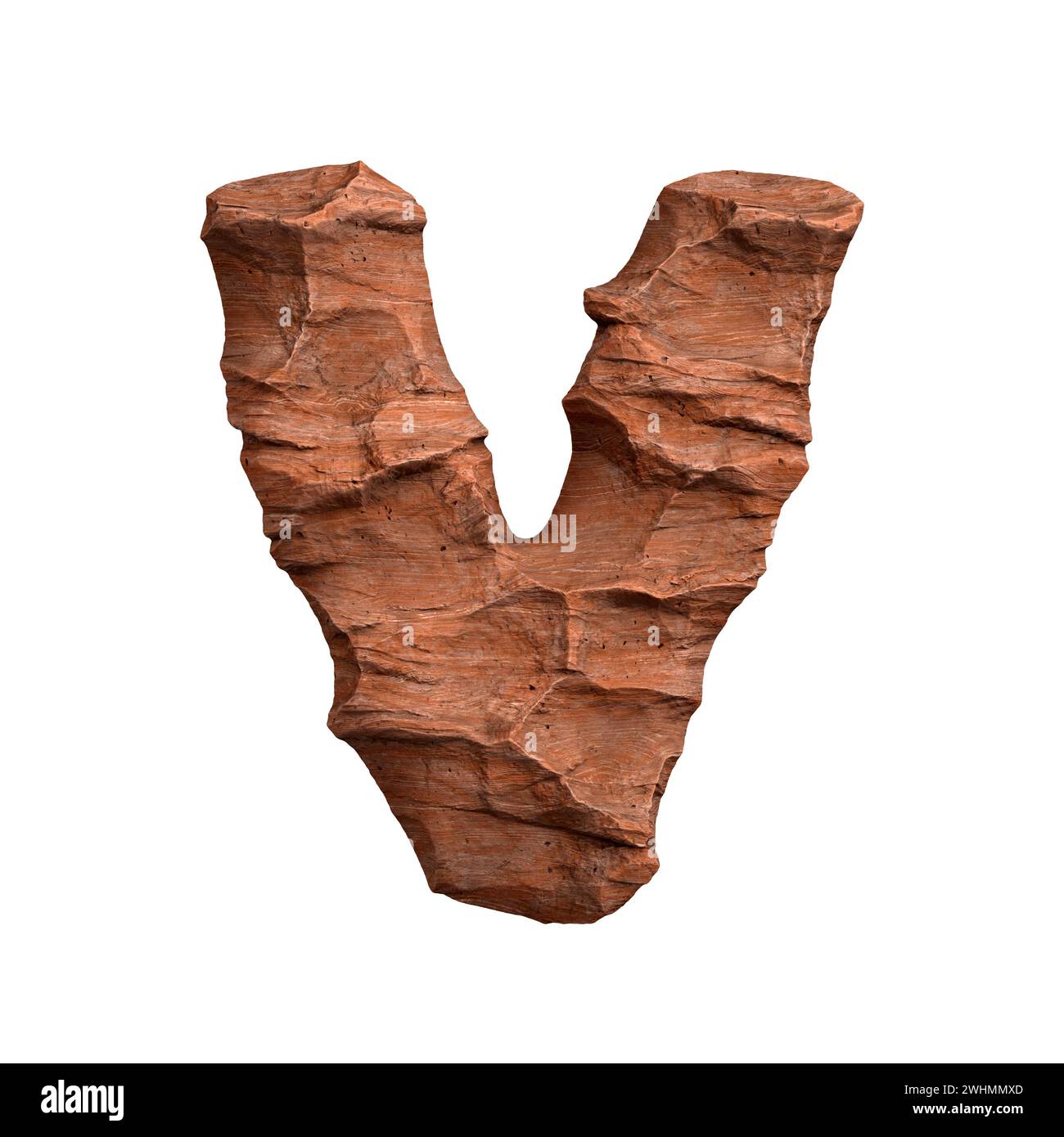 Desert sandstone letter V - Upper-case 3d red rock font - suitable for ...