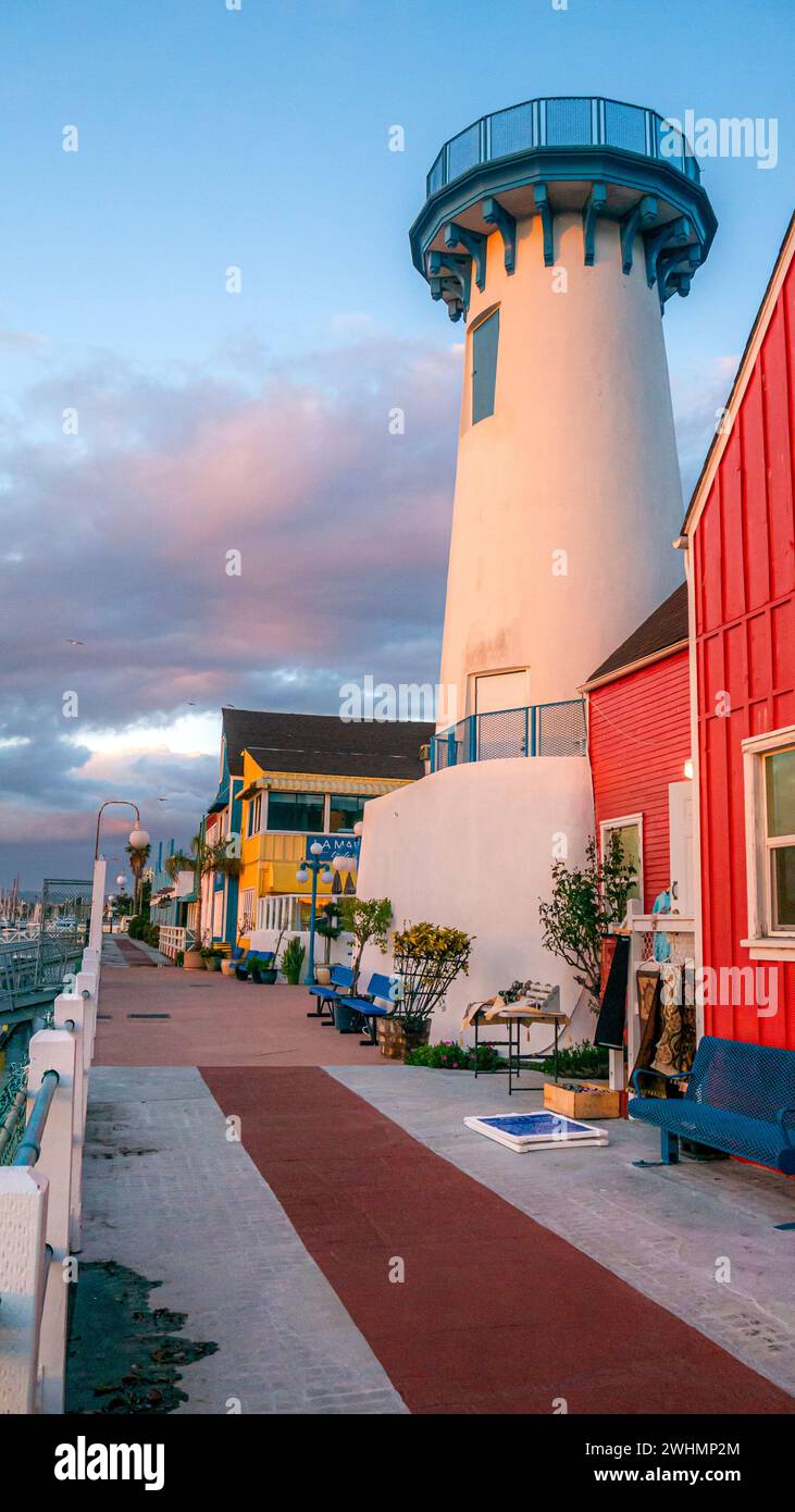 The lighthouse at Fisherman's Village, an outdoor waterfront shopping ...