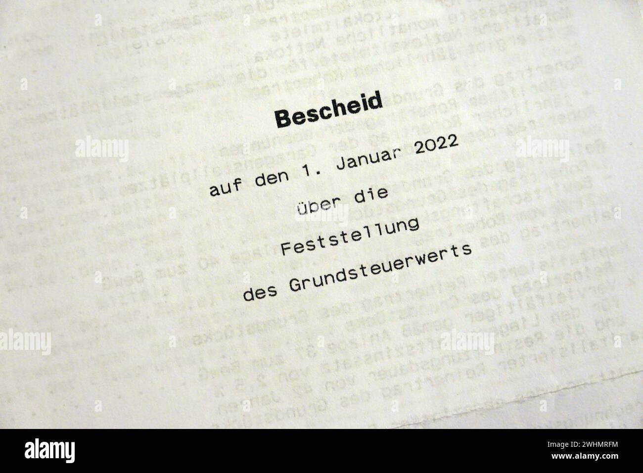 Property tax assessment notice on the determination of the property tax ...