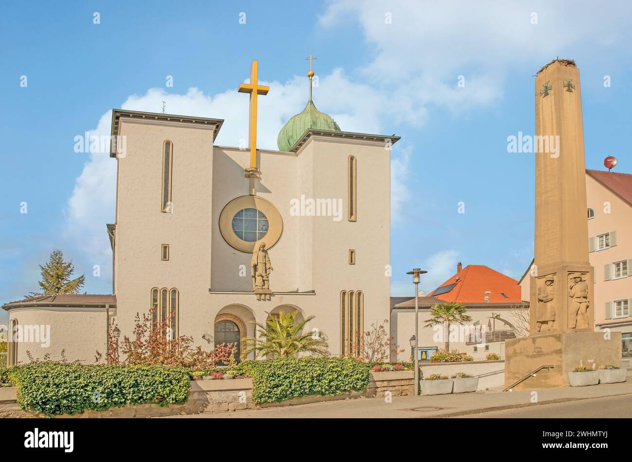 St. Oswald Stockach and war memorial, Baden-WÃ¼rttemberg Stock Photo ...
