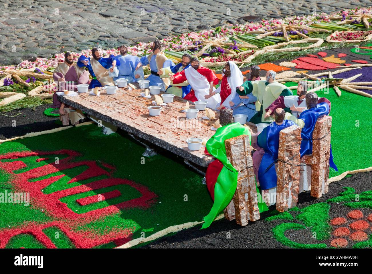 Antigua, Guatemala. Detail of an alfombra (carpet) decorating the ...