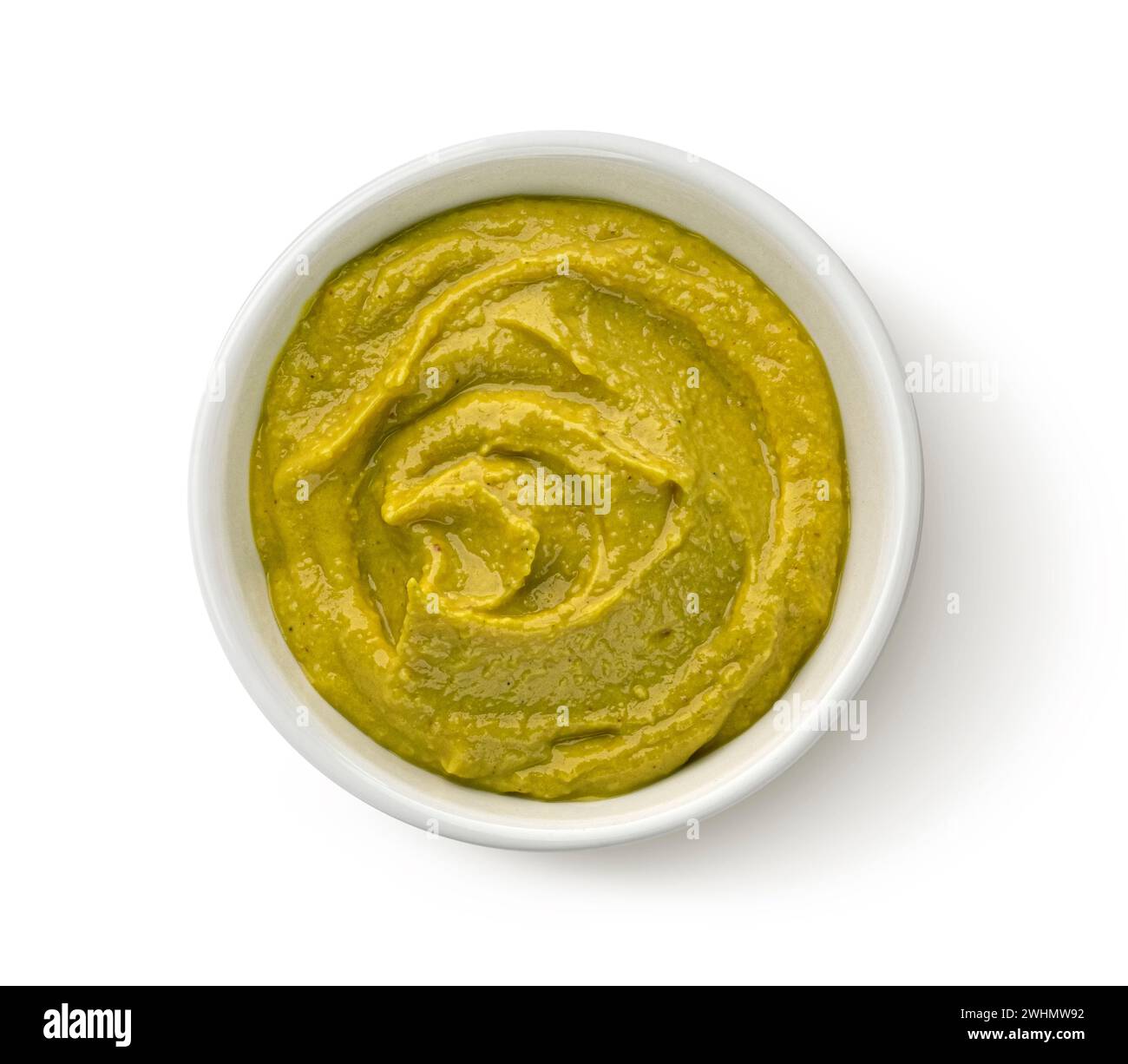Homemade green hummus isolated on white background, top view Stock ...