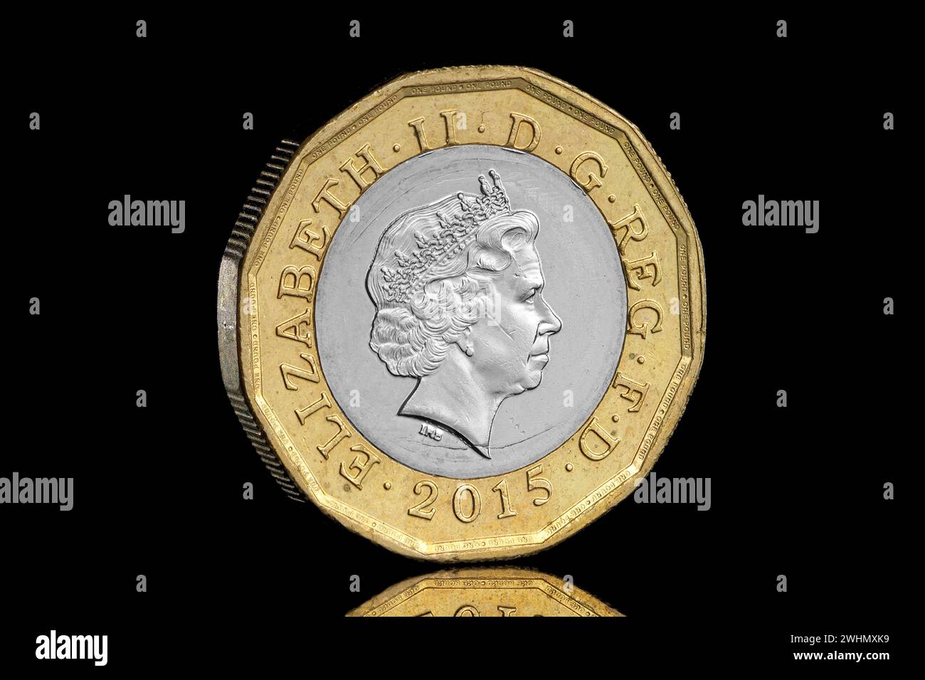 2015 12 sided Trial £1 pound coin with the 4th coin portrait of Queen ...