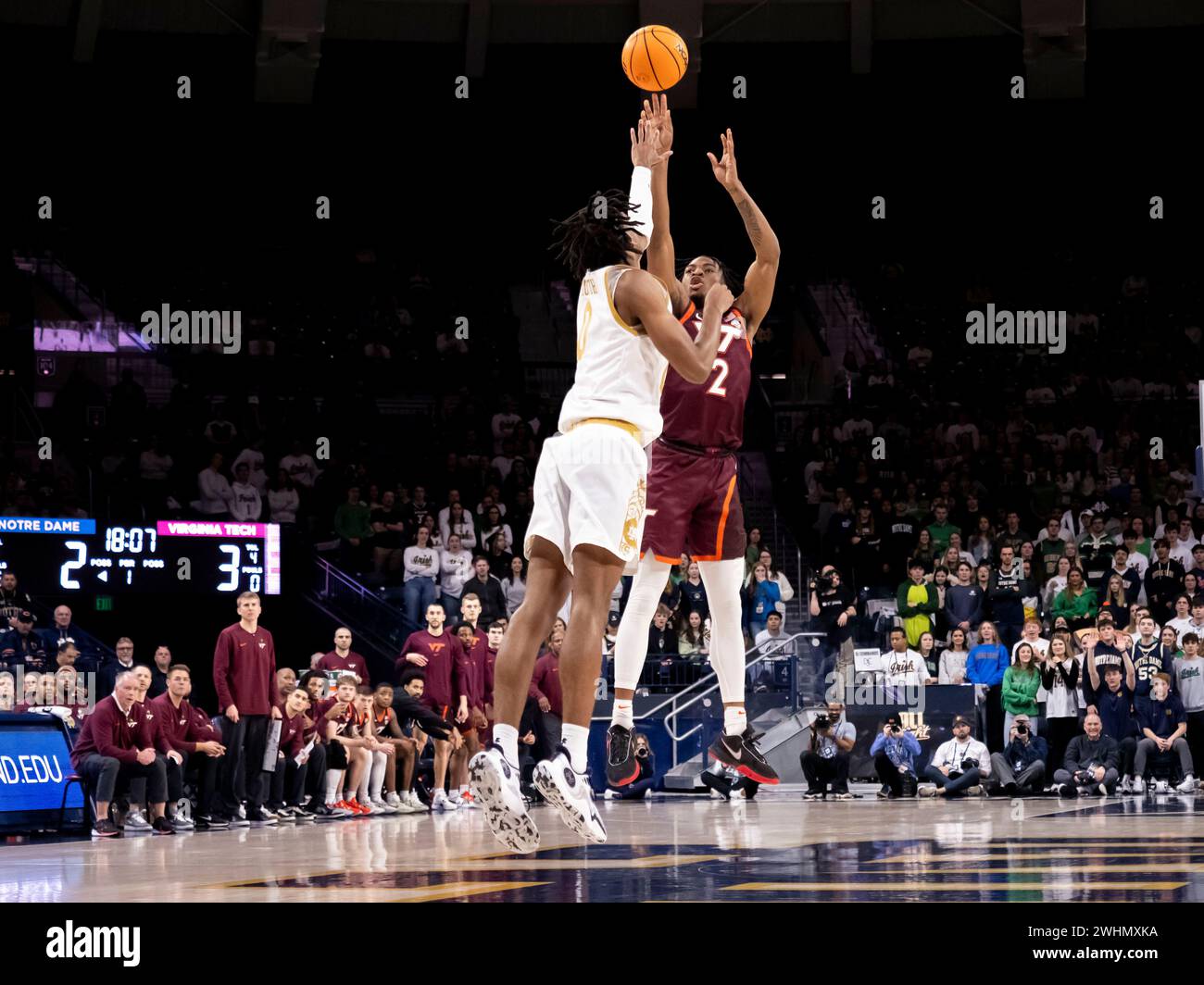 SOUTH BEND, IN - FEBRUARY 10: Virginia Tech Hokies guard MJ Collins (2 ...
