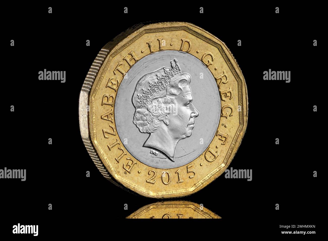 2015 12 sided Trial £1 pound coin with the 4th coin portrait of Queen ...